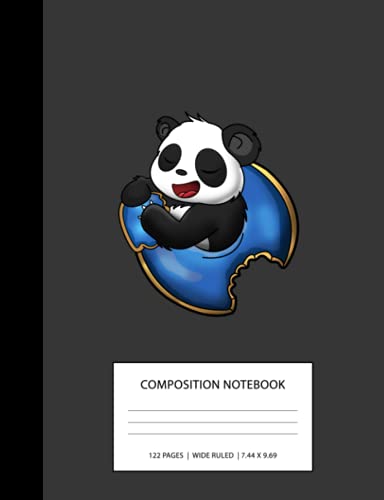 Panda Bear Boy Brown Donut Composition Notebook: Panda Gray Black ...