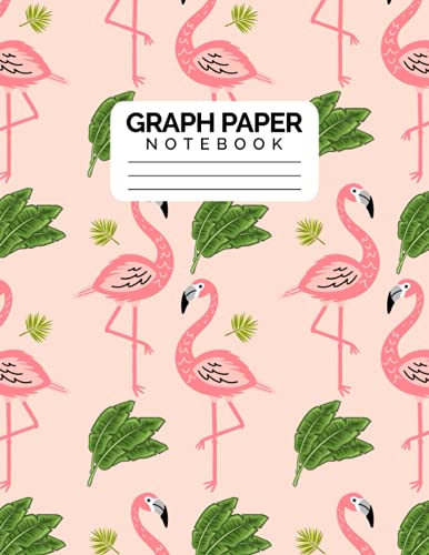 Graph Paper Notebook: Cute Pink Birds Blank Quad Ruled Math and Science ...
