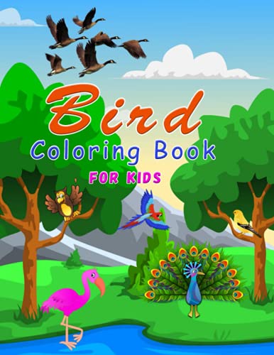Bird Coloring Book For Kids: 48 Beautiful Birds Illustration Coloring ...