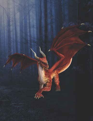 Red Dragon Notebook: Red Dragon in Dark Forest for Dragon & Mythical ...