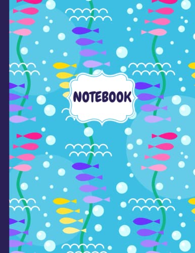 Blue Ocean Fish Notebook: Lined Composition Book, Journal, Diary ...