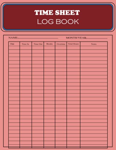 Time Sheet Log Book: Time Record Sheets | Daily Work Log | Employee ...