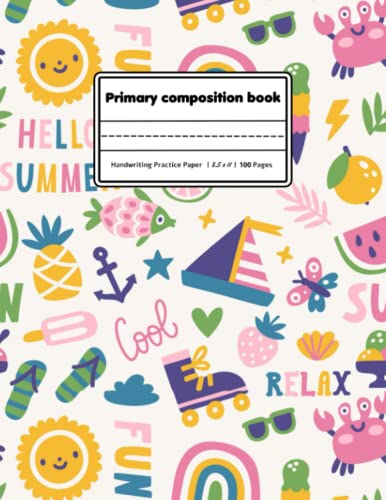 Primary Composition Book: Rainbow with fruit, Grades K-2 Kindergarten ...