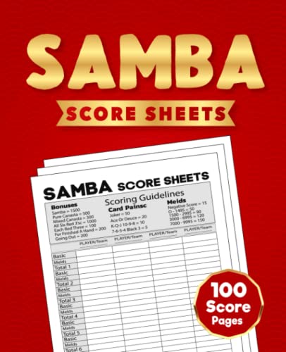 Samba Score Sheets: 100 Large Samba Game Score Pages for Scorekeeping ...