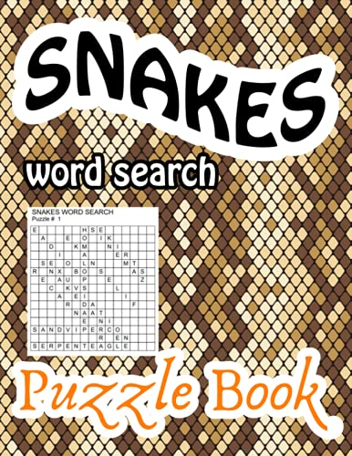 Snakes Word Search Puzzle Book: Snakes Word Search Large Print Puzzle ...