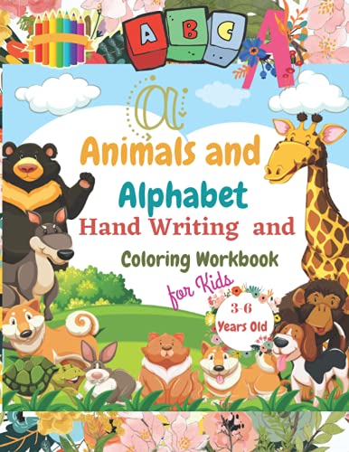Animals and Alphabet Handwriting and Coloring Workbook for kids for 3-6 ...