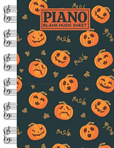 Piano Blank Music Sheet: Notebook Manuscript Paper with Halloween ...
