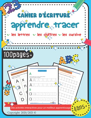 cahier d'écriture apprendre à tracer les lettres les chiffres et les ...