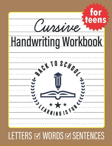 Cursive Handwriting Workbook for Teens: teens cursive writing practice ...