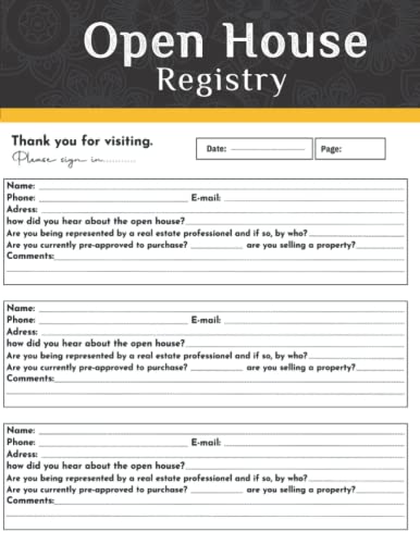 Open House registration Book: Thank You For Visiting, Real Estate Agent ...