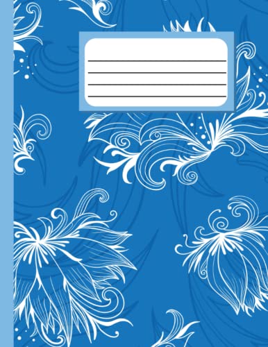 Aesthetic Flowers on Blue Background - Summer Composition Notebook ...