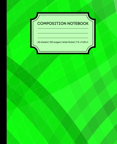 Composition Notebook: Green Vibes - Wide Ruled Lined Blank Pages ...