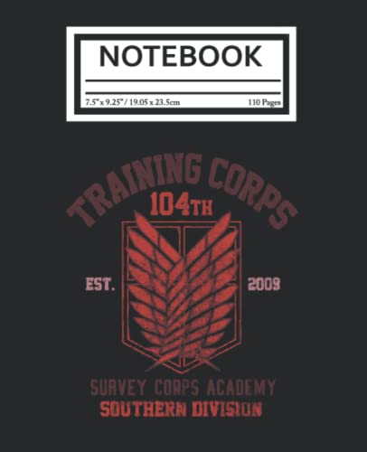 Notebook: Attạck On Tịtan Anime Manga AOT Training Corps 104th 110 ...