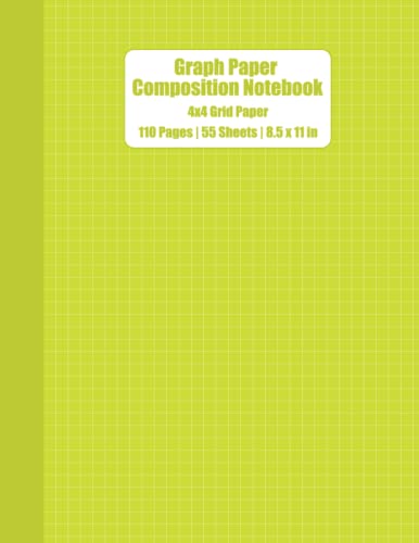 Wattle 4x4 Grid Quad Ruled Graph Paper Composition Notebook: 110 Pages ...