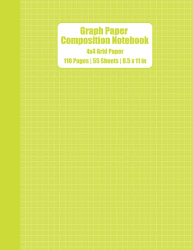 Slime Green 4x4 Grid Quad Ruled Graph Paper Composition Notebook: 110 ...
