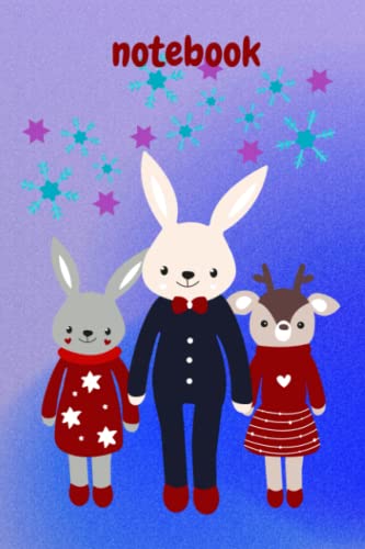 Notebook: Cute Bunny Rabbits and Deer Themed Journal-6"X9" 120 Lined ...