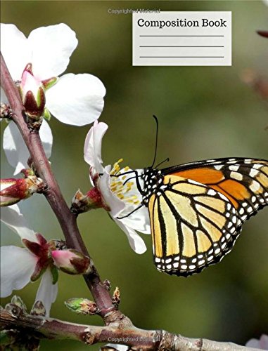Monarch Butterfly Cherry Blossom Wide Ruled Composition Notebook by ...