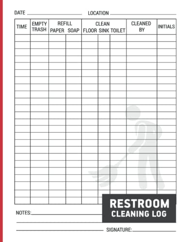 Restroom Cleaning Log: A Simple Bathroom Checklist For Home, Office ...
