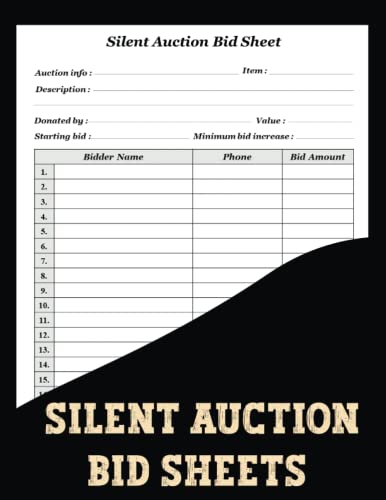 Silent Auction Bid Sheets: Organize your fundraising event with this ...