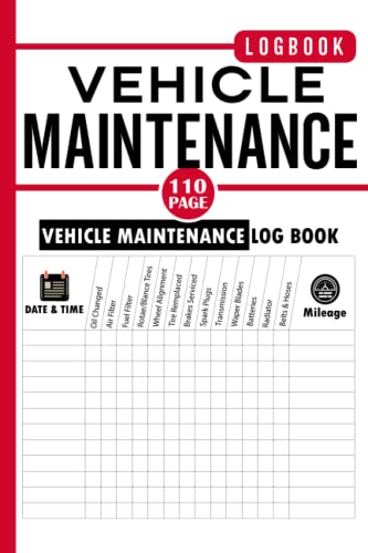 Vehicle Maintenance Log Book: Repair and Service Record Book for Cars ...