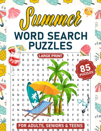 Summer Word Search Puzzles For Adults: Large Print: Themed Large Print ...