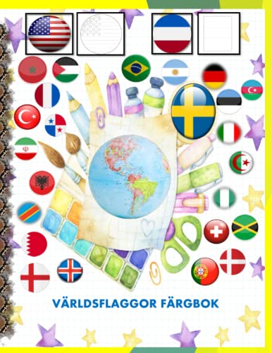 Världen Flaggor Målarbok: Med färgguider till hjälp & användbar ...