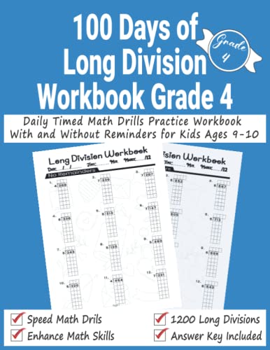 100 Days of Long Division Workbook Grade 4: Daily Timed Math Drills ...