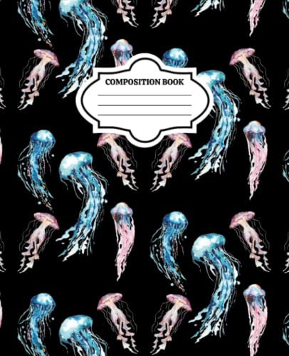 Sea Life Composition Notebook - Jellyfish | Wide Ruled Notebook ...