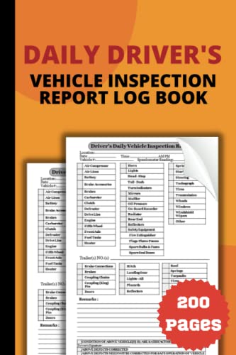 Daily Driver's Vehicle Inspection Report Log Book: Vehicle's Daily ...