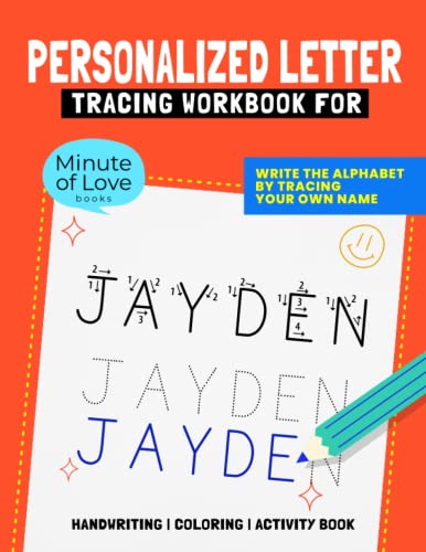JAYDEN : Personalized Letter Tracing Workbook (Orange): Handwriting ...