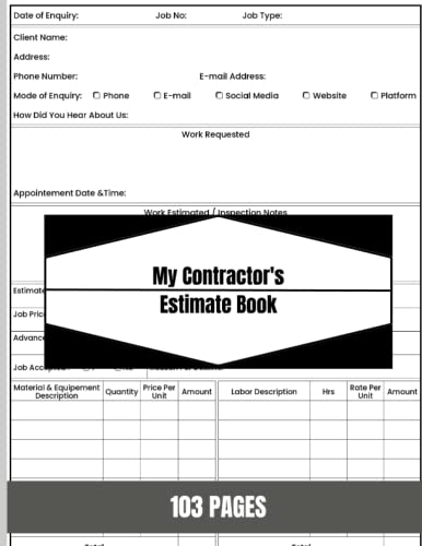 My Contractor's Estimate Book: Construction Management & Maintenance ...