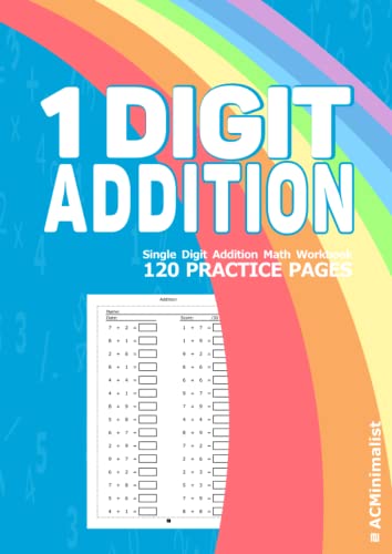 1 Digit Addition Single Digit Addition Math Workbook 120 Practice Pages ...