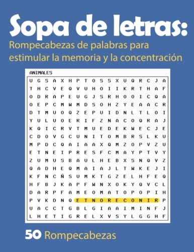 Sopa de letras: Rompecabezas de palabras para estimular la memoria y la ...