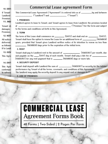 Commercial Lease Agreement Forms Book: Agreement Forms For Business ...