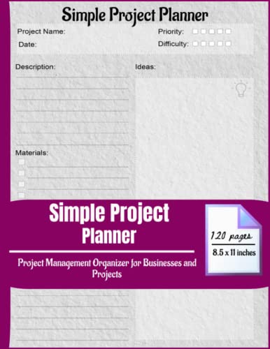 Simple Project Planner: Project Management Organizer for Business and ...