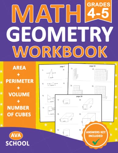 Geometry Math Workbook For Grades 4-5 Area, Perimeter, Volume, Number ...