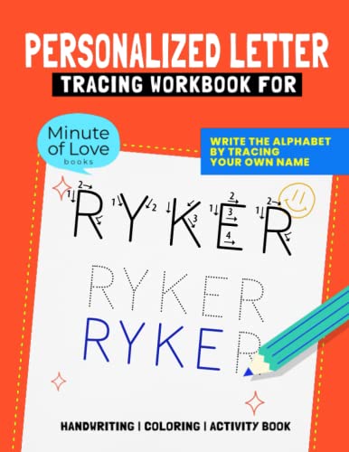 RYKER : Personalized Letter Tracing Workbook (Orange): Handwriting ...