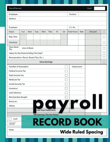 Payroll Record Book: Employees Salary Log Book - Wide Ruled Spacing by ...