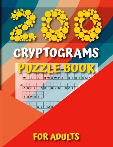 200 Cryptograms Puzzle Books For Adults: 200 Large Print Cryptograms ...