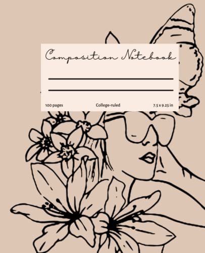 College Ruled Composition Notebook: Minimalist Abstract Women Flower ...