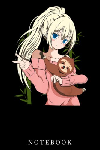 Anime Otaku Girl Sloths Kawaii Japanese Sad Anime Girl Sloth Notebook ...
