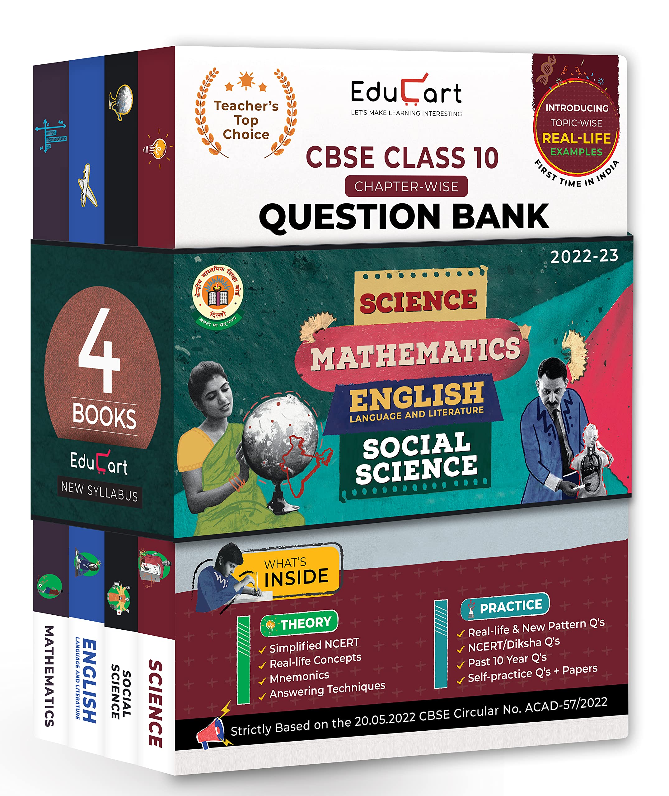 Educart CBSE Class 10 Bundle - Science, SST, English and Maths Question Banks 2023 (Based on new ...