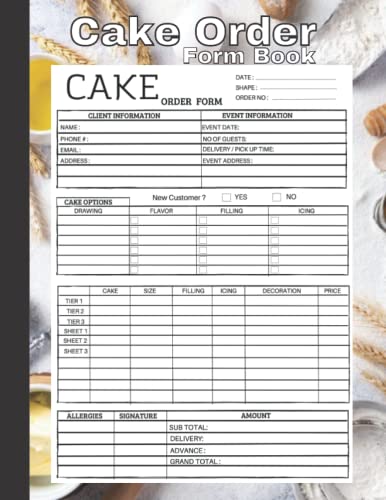 Cake Order Form Book: cake order diary 2022, for Small Business A5 ...