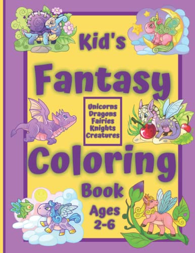 Kids Fantasy Coloring Book Cover Age 2-6 with Mazes & Tic Tac Toe ...