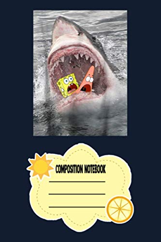 Spongebob Squarepants Shark Attack Humorous EW Notebook: 120 Wide Lined ...