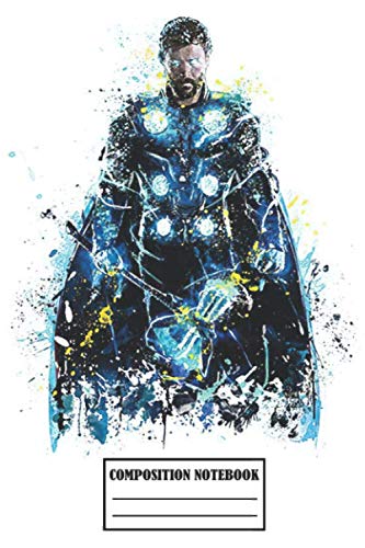 Composition Notebook: Thor Hammer Superhero Watercolor Notebook, Wide ...