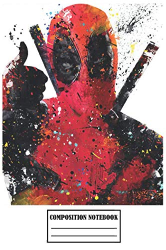 Composition Notebook: Deadpool Superhero Watercolor Notebook, Wide ...