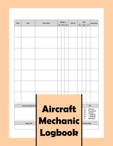 Aircraft Mechanic Logbook: Aviation Maintenance Technician Logbook ...