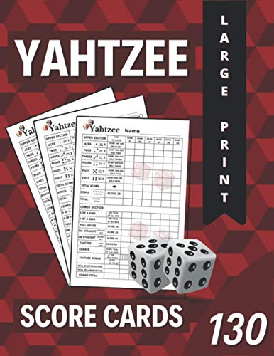 Yahtzee Large Print Score Cards: 130 Score Sheets/Pads-Large Size Book ...