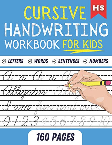 Cursive Handwriting Workbook For Kids: 4 in 1: Trace Letters, Words ...